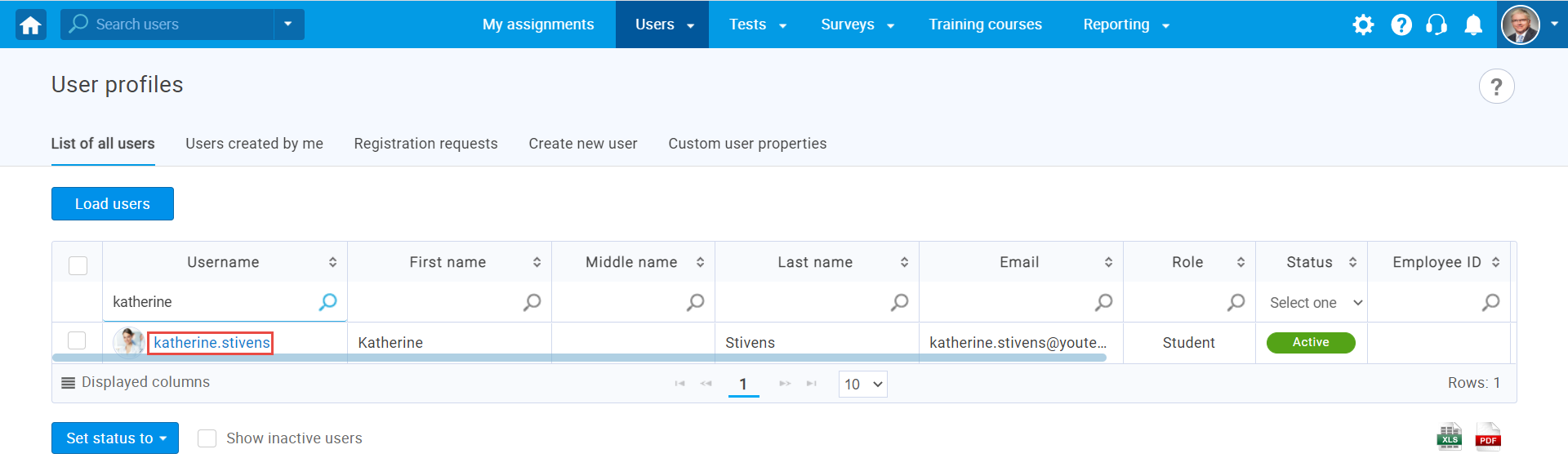 How to change the user’s status | YouTestMe