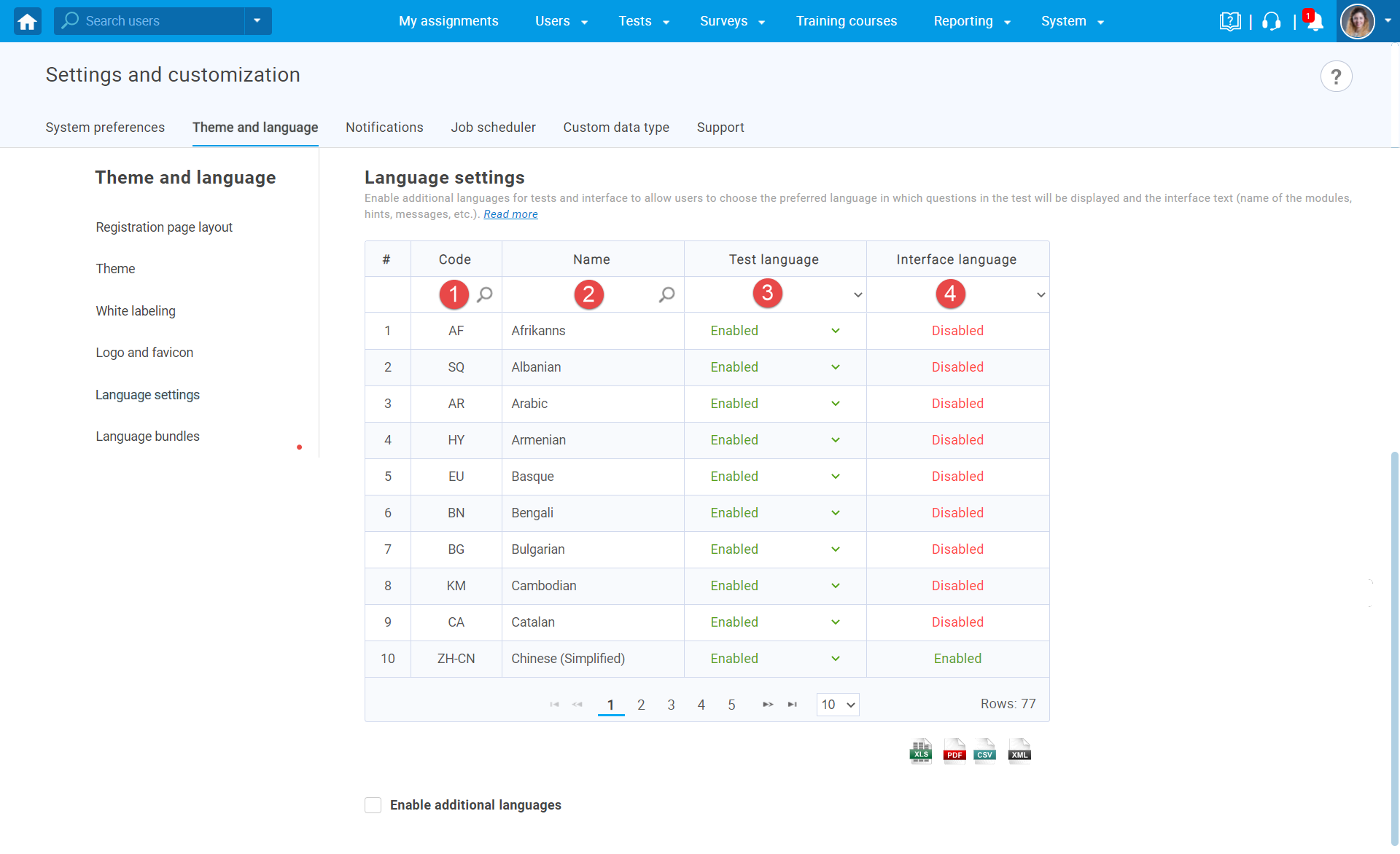 How to enable additional languages | YouTestMe
