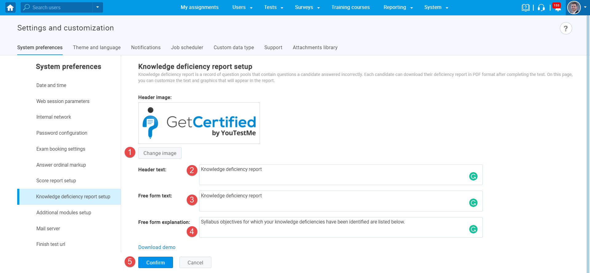 How to enable Knowledge deficiency report download | YouTestMe
