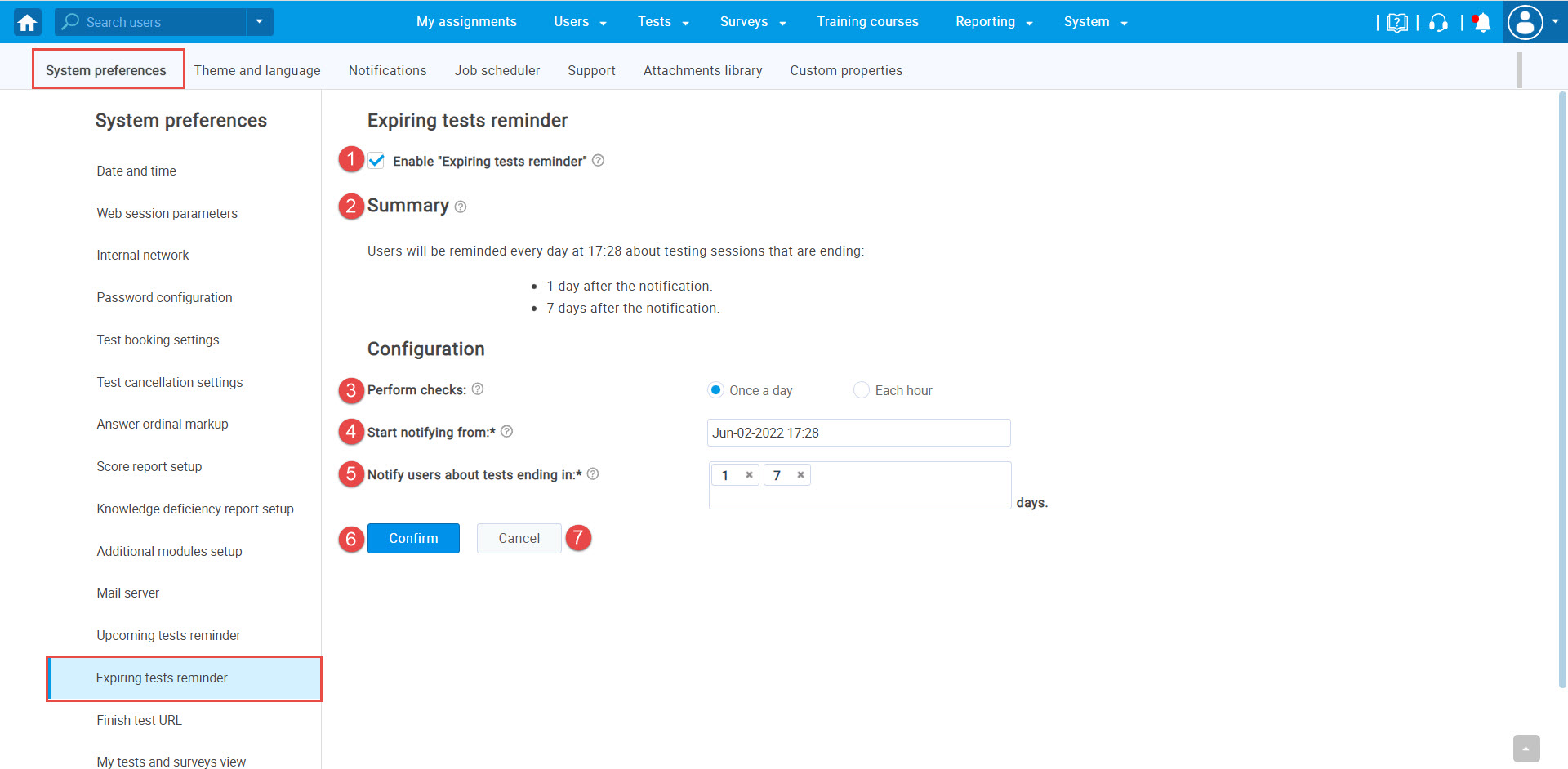 How to set automatic expiring sessions reminder | YouTestMe